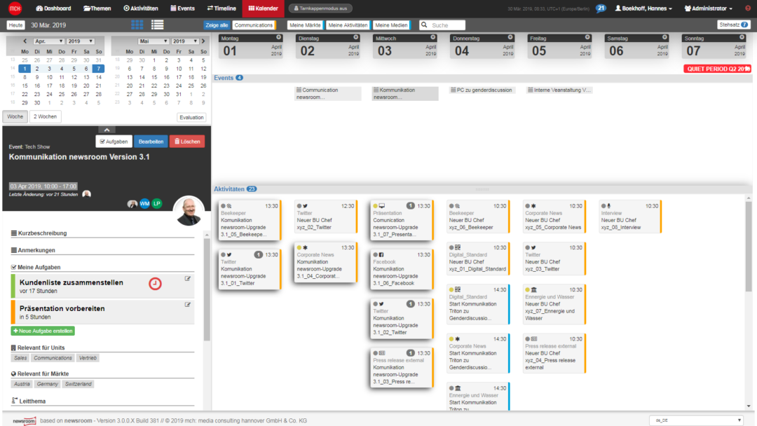 Der Kalender - Newsroom Software